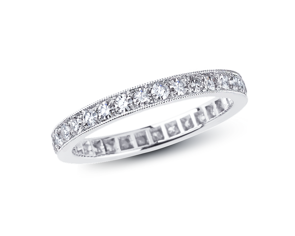 Single Cut Bright Cut Pave Eternity Band | Victor Canera